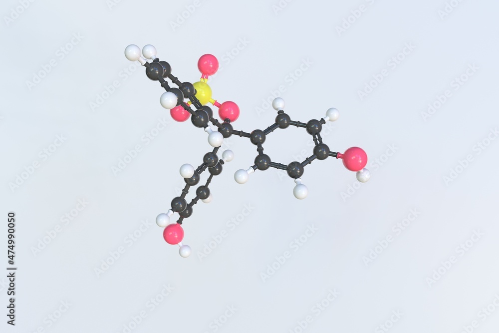 Phenol red molecule, isolated molecular model. 3D rendering Stock ...