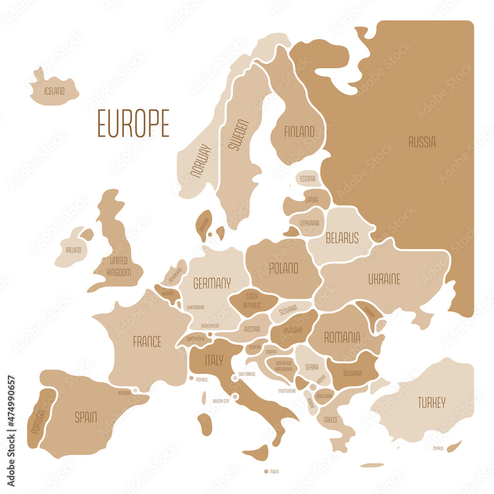 Simplified smooth map of Europe Stock Vector | Adobe Stock