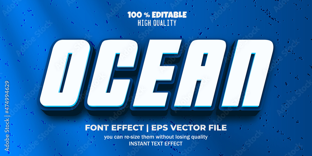 ocean editable text effect Stock Vector | Adobe Stock