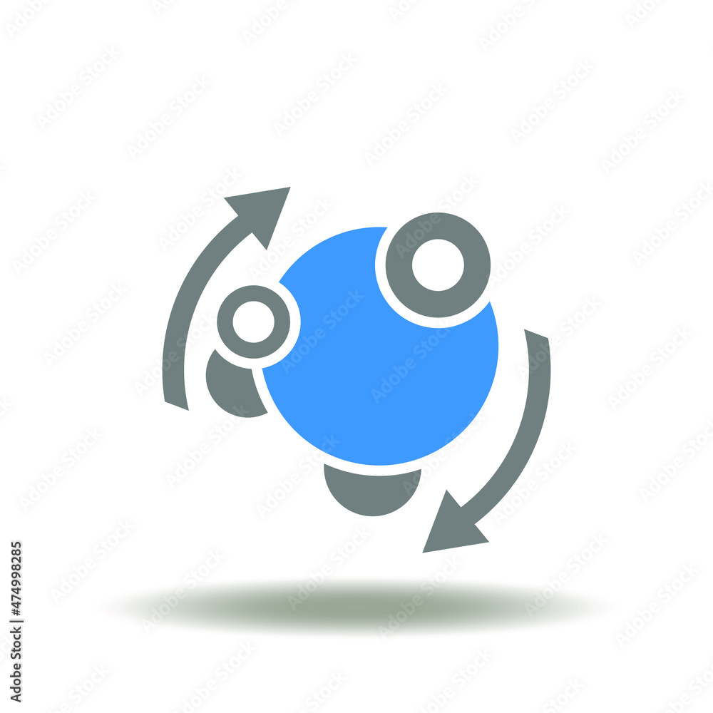 Vector illustration of molecule or atom structure with round arrows ...