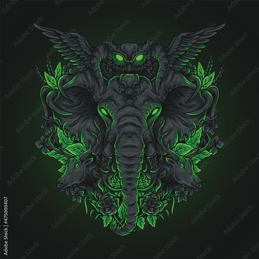 artwork illustration and t shirt design animal in the jungle engraving ...