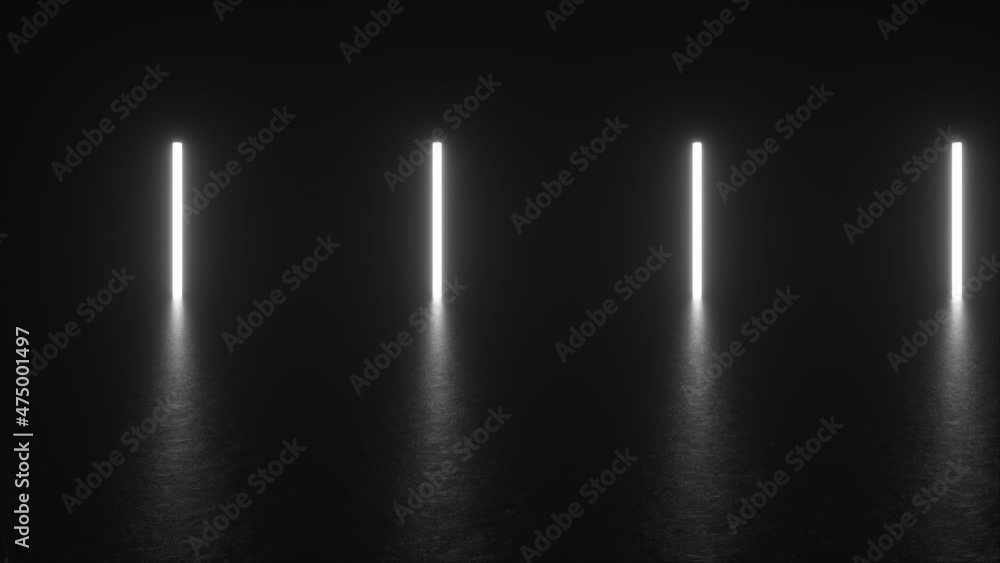 Futuristic corridor with 3d render lighting made of flickering electric ...