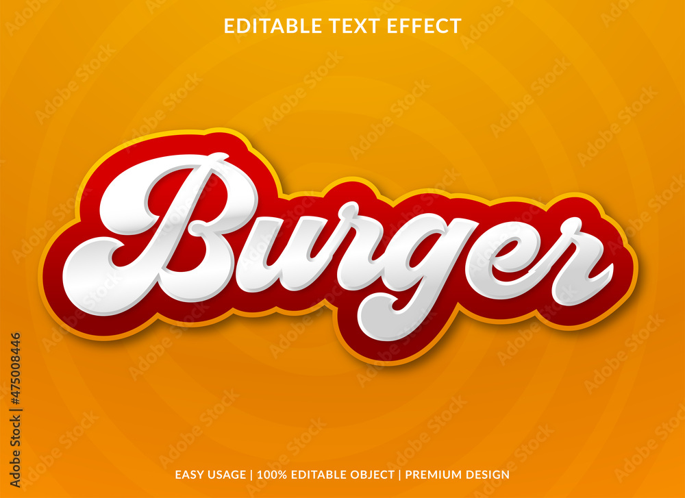 Vetor de burger text effect template with bold and modern style use for ...