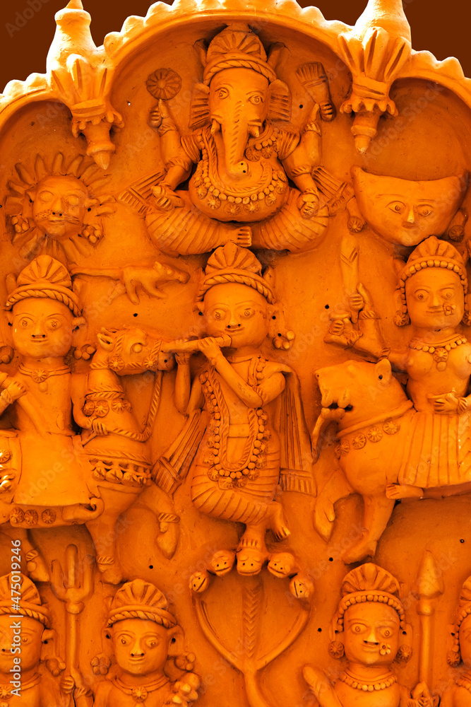 Pune , 11 December 2021: Terracotta tiled artwork at Handicraft Fair in ...