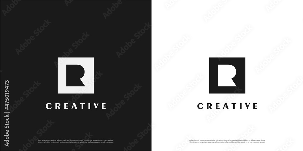 Letter R negative space logo icon abstract design template elements ...