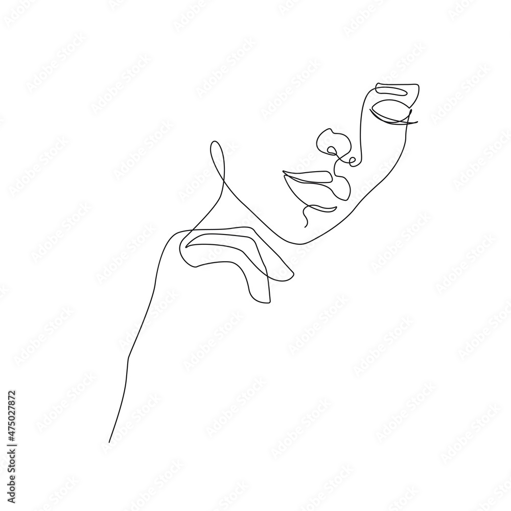 Woman Face Line Drawing. Abstract Minimal Female Face One Line Drawing ...