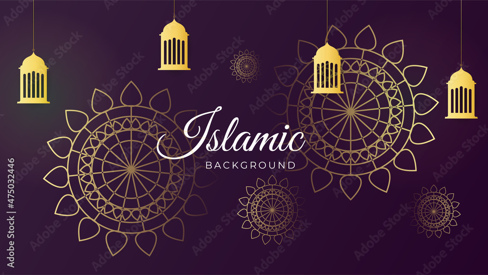 Dimensional arabic purple yellow pattern Islamic design background ...