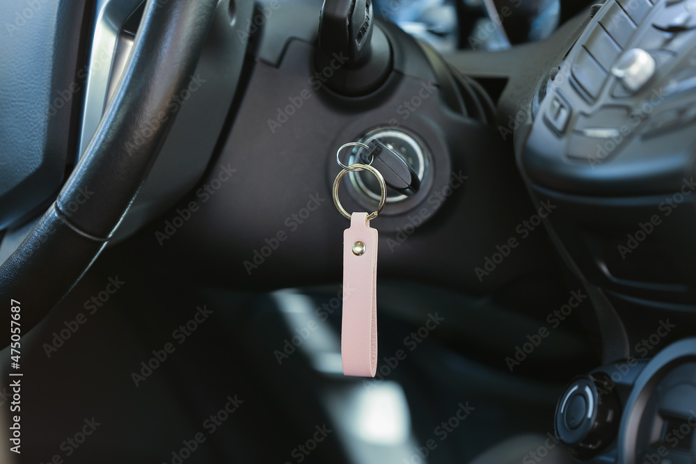 Key from modern car in ignition lock Stock Photo | Adobe Stock