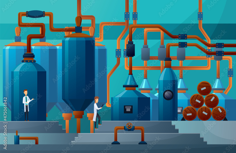 Beer factory production process of fermentation filtration and boil ...