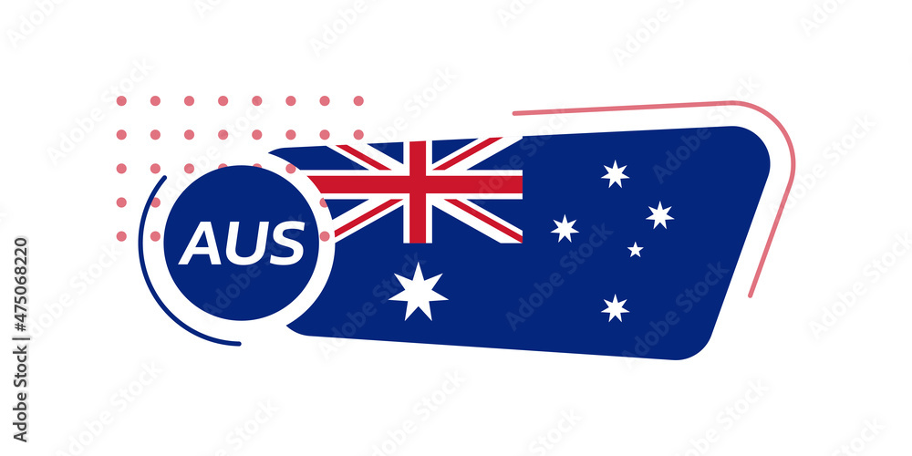 Australia flag icon or badge. Australian national emblem with abstract ...