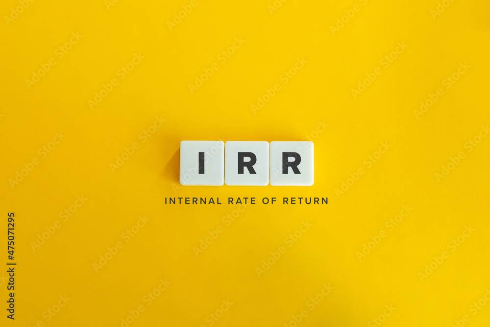 IRR (Internal Rate of Return) banner and concept. Block letters on ...