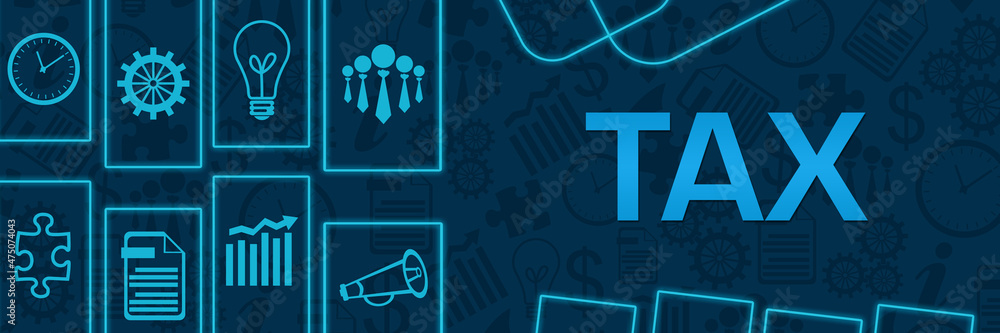 Tax Blue Neon Business Shapes Horizontal Stock Illustration | Adobe Stock