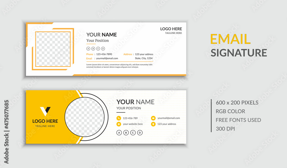 Corporate Email Signature Template Design Stock Vector | Adobe Stock
