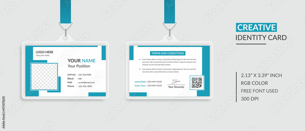 Office Employee ID Card Design for Your Company Stock Vector | Adobe Stock