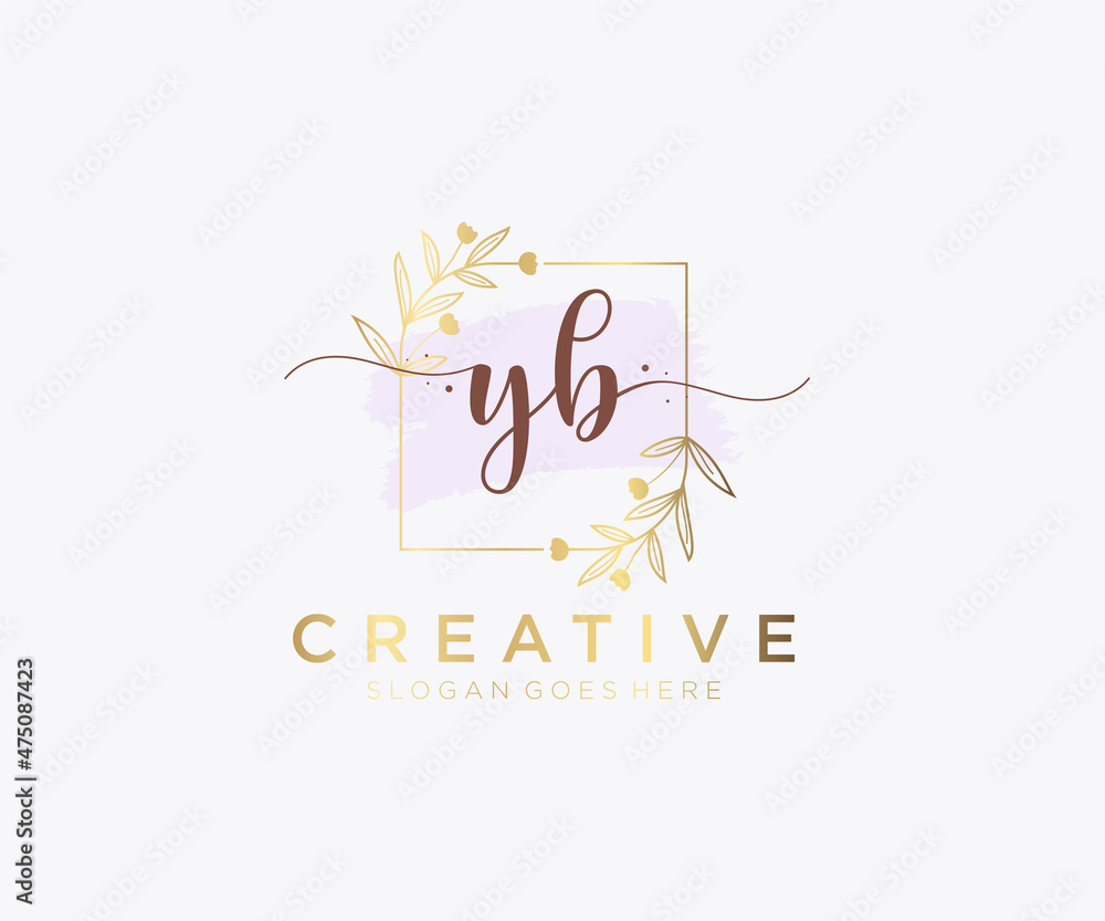 Initial YB feminine logo. Usable for Nature, Salon, Spa, Cosmetic and ...