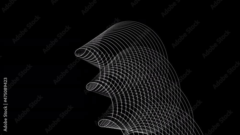 Swirling geometric 3d render of swirl of round threads. Abstract ...