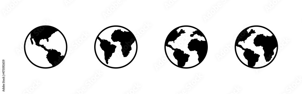 World map set. Worldmap sign and symbol. Globe icon Stock Vector ...