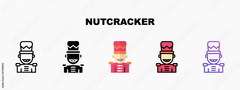 Nutcracker icon designed in outline flat glyph filled line and gradient. Perfect for website ...