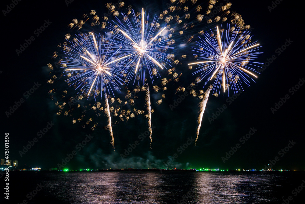 Amazing beautiful colorful fireworks display on celebration night ...