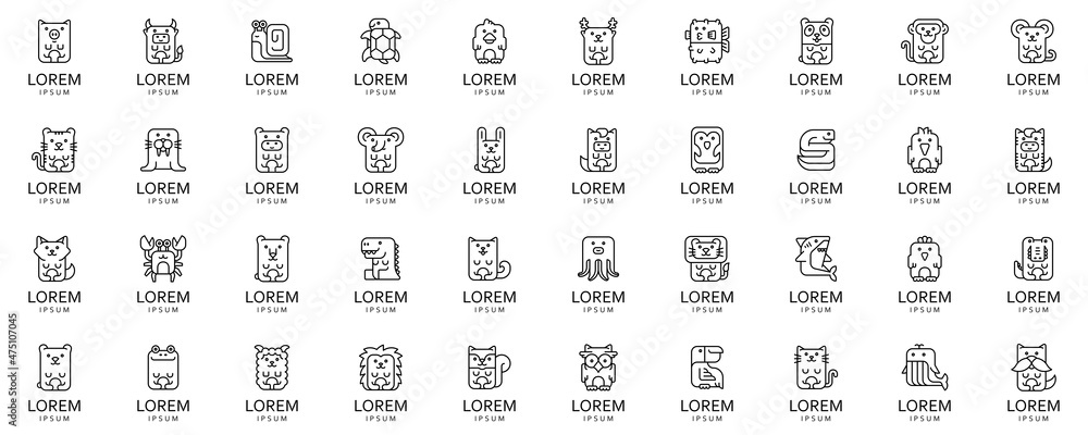 Animals logos collection. Animal logo set. Icon design Stock Vector ...