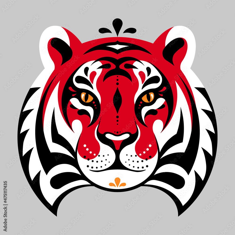 Tiger head. Graphic abstract tiger face. Geometric abstract animal for ...