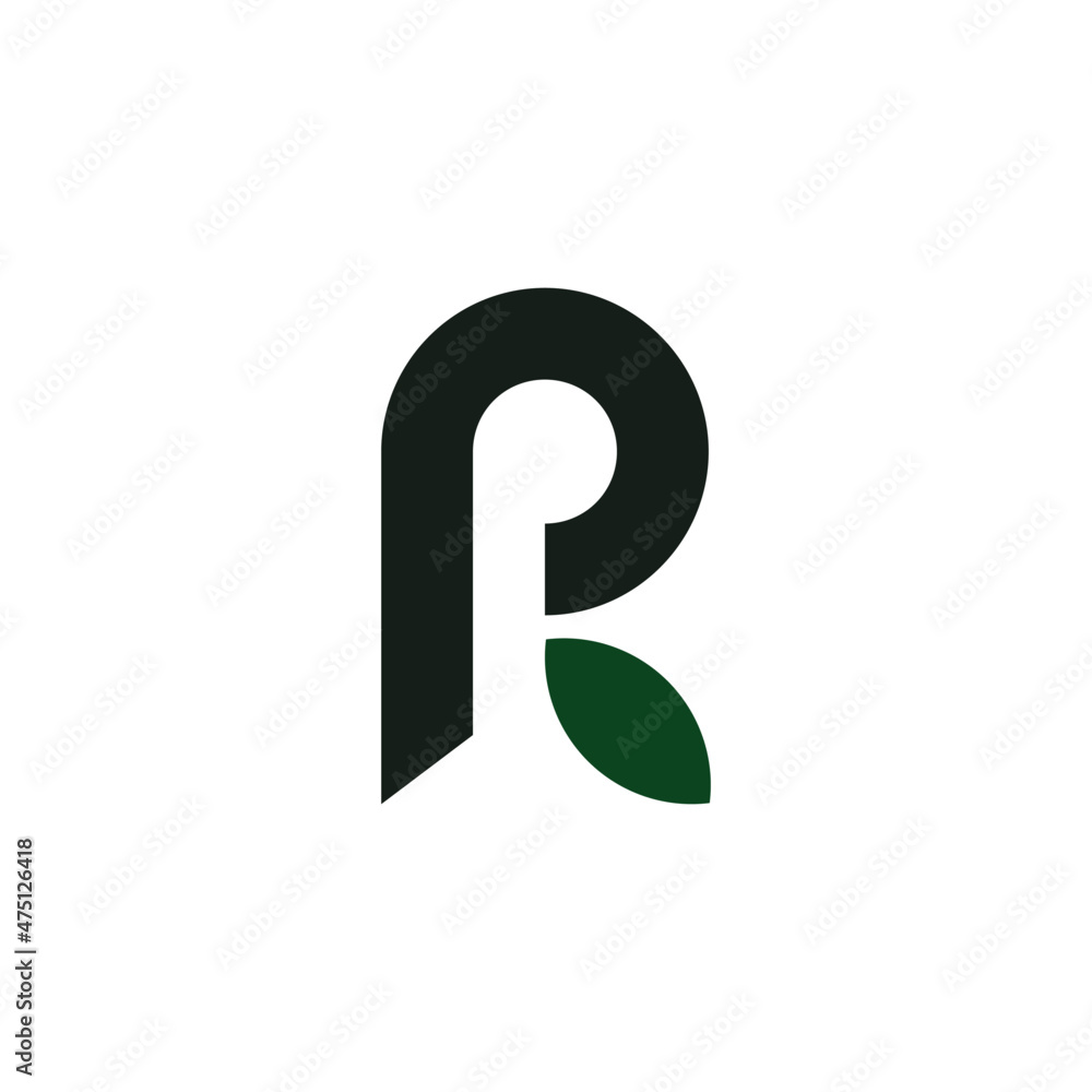 Letter R leaf logo identity. Simple leaf initial R organic logo for ...