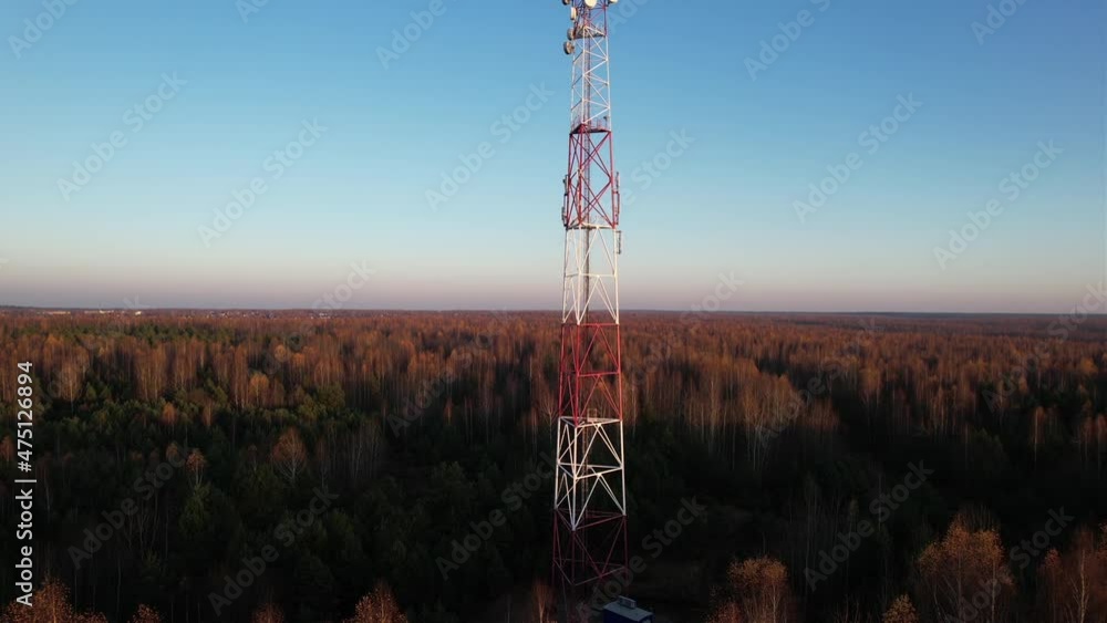 Mobile Tower installation. Cell site and Telecom Base Station. 5G ...