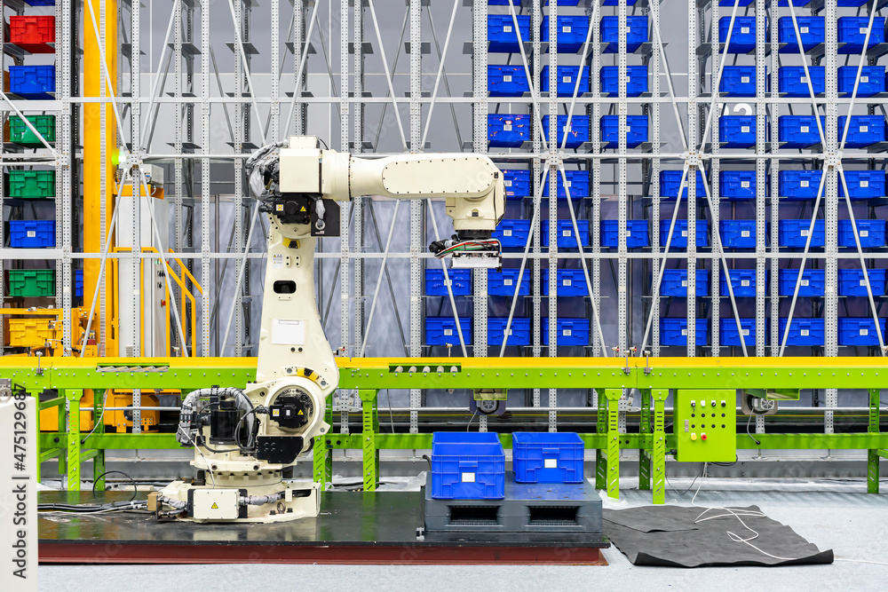 smart robot with automatic arm grip system for carry arrange product ...