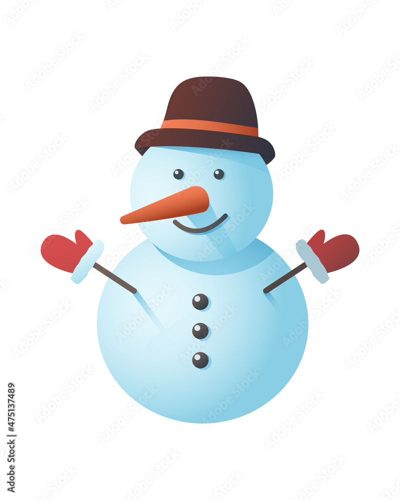 Snowman. Cartoon snowman. Vector clipart on isolated blue background ...