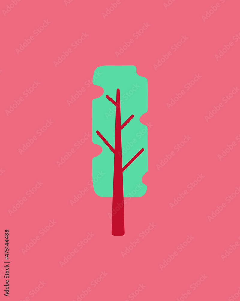 Cartoon style tree illustration isolated on colored background, can be ...
