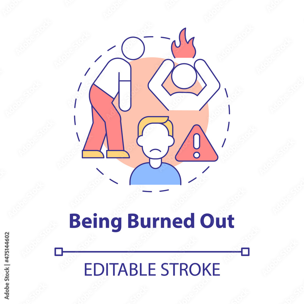 Being burned out concept icon. Disbalanced lifestyle problem abstract ...