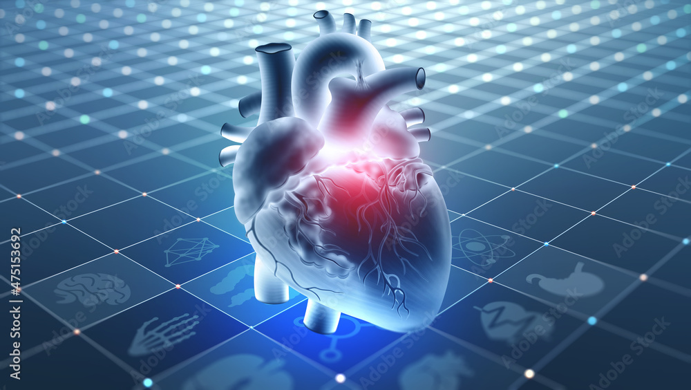 Virtual medicine. Human heart. Digital technologies in medicine ...