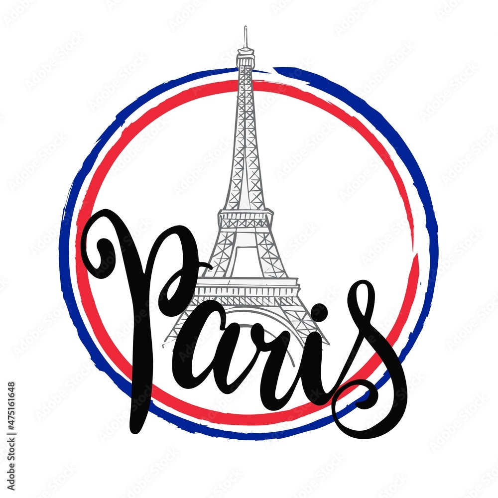 Paris logo, eiffel tower, symbols of the city, lettering Stock Vector ...