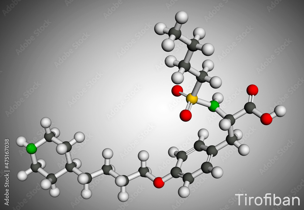 Tirofiban molecule. It is non-peptide tyrosine derivative, with ...