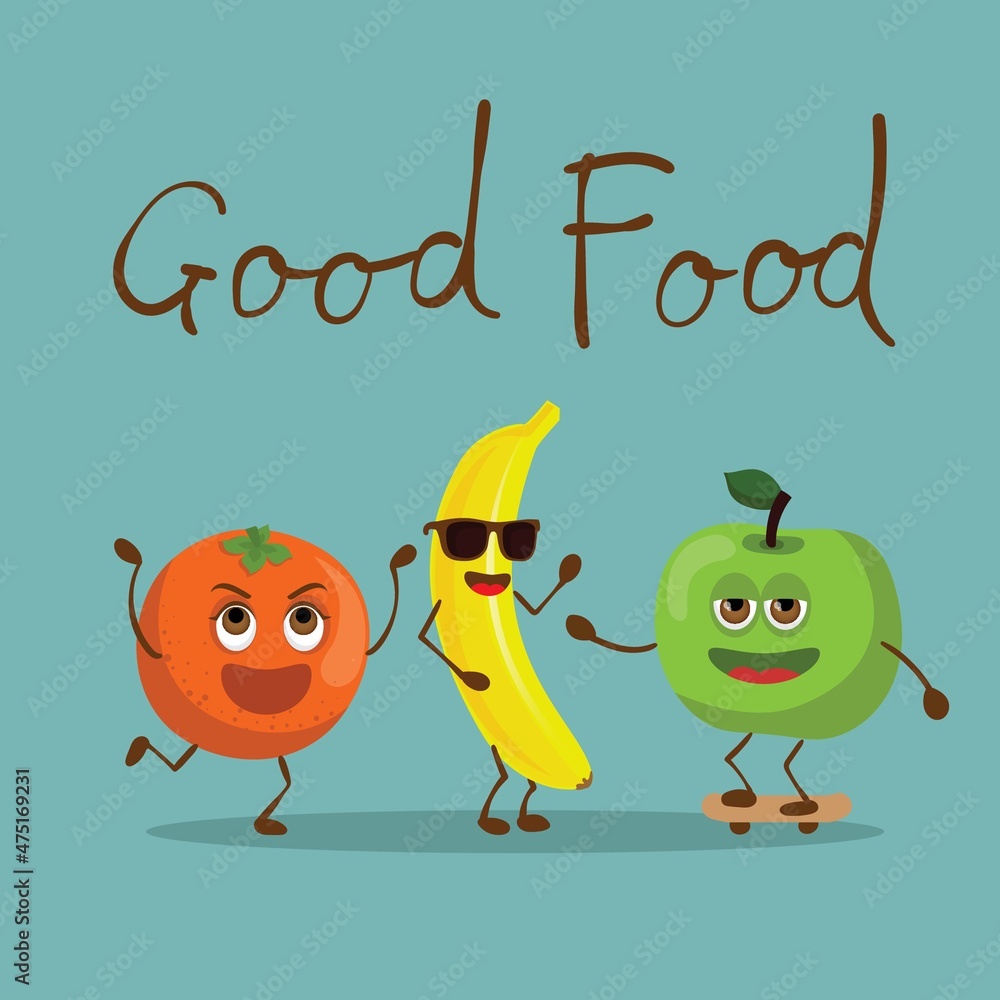 Funny best friends food characters with emotions, includes fast food ...