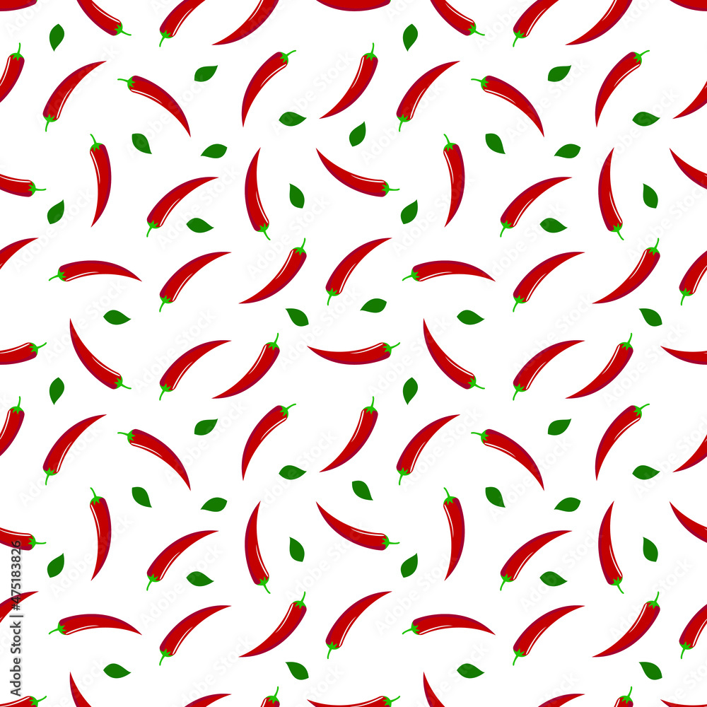 red chili seamless pattern for background, fabric motif, fruit and ...