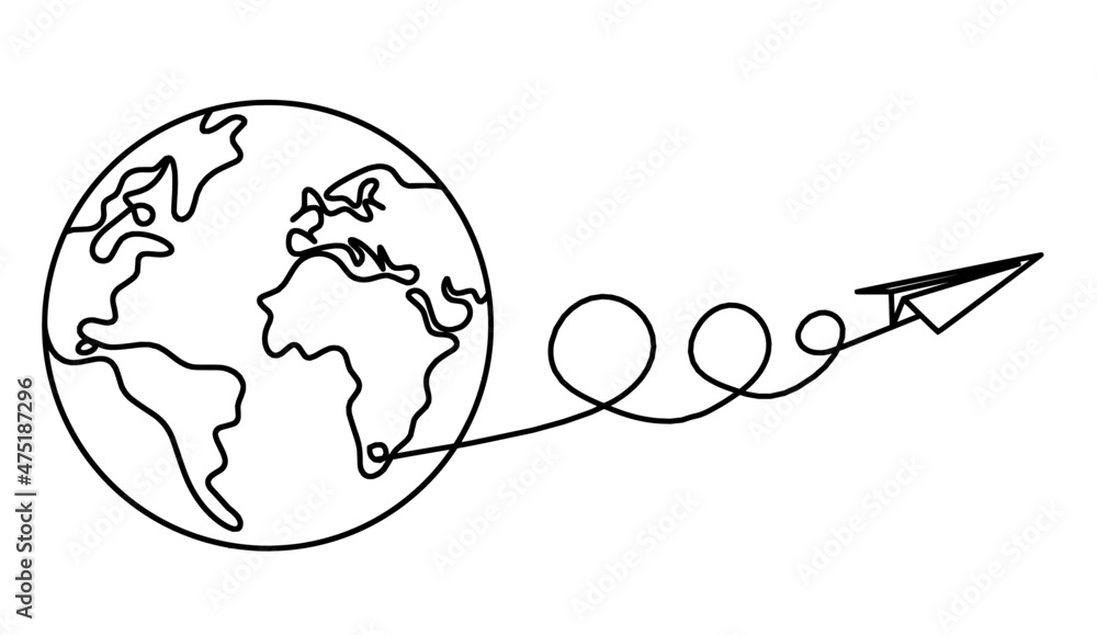 Globe as line drawing on white background. Vector Stock Vector | Adobe ...