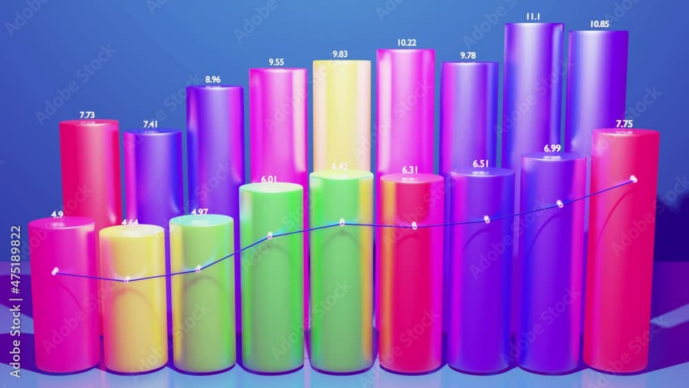 beautiful background with abstract infographics in loop. Bars, counters ...