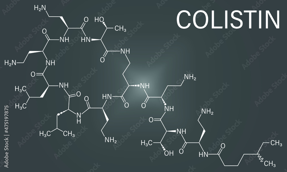 Colistin antibiotic drug molecule. Skeletal formula. Stock Vector ...