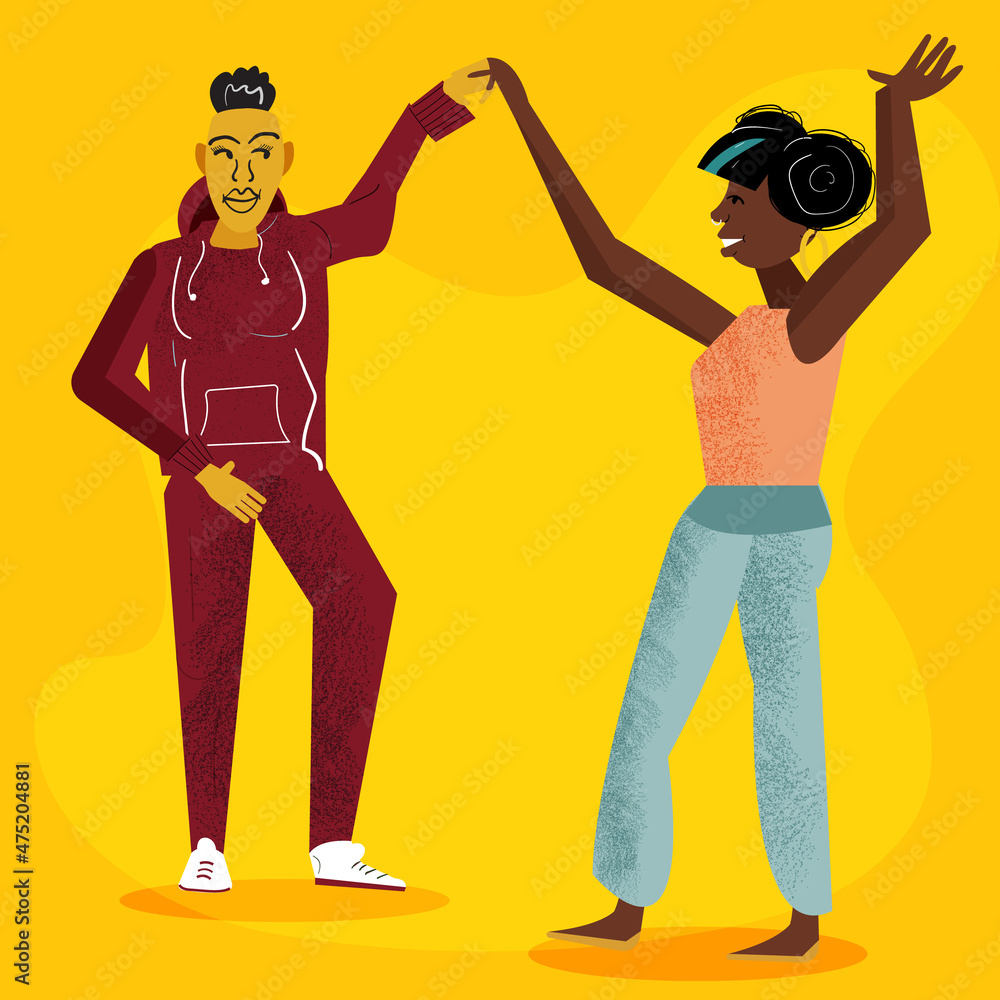 Lesbian Couple Dancing With Each Other Stock Vector Adobe Stock