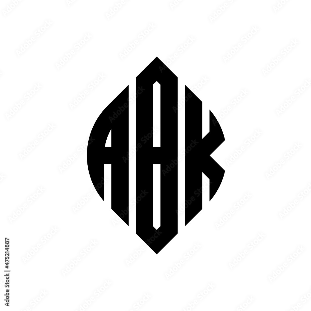 ABK circle letter logo design with circle and ellipse shape. ABK ...