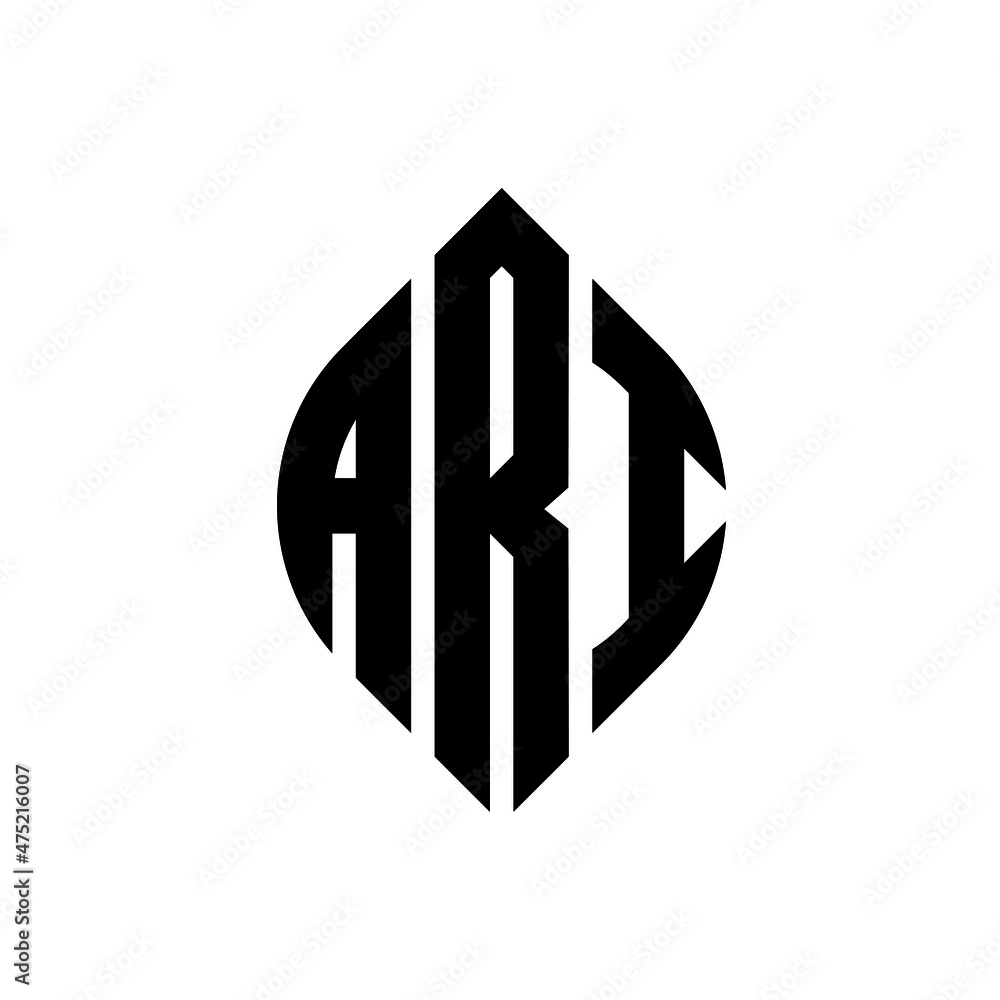 ARI circle letter logo design with circle and ellipse shape. ARI ...