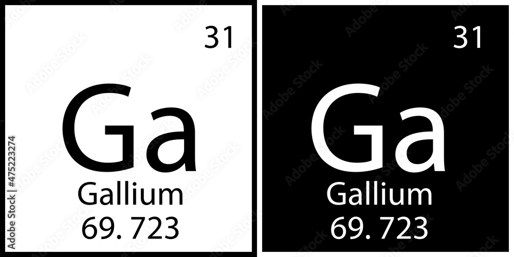 Gallium chemical element. Modern design. Mendeleev table. Education ...