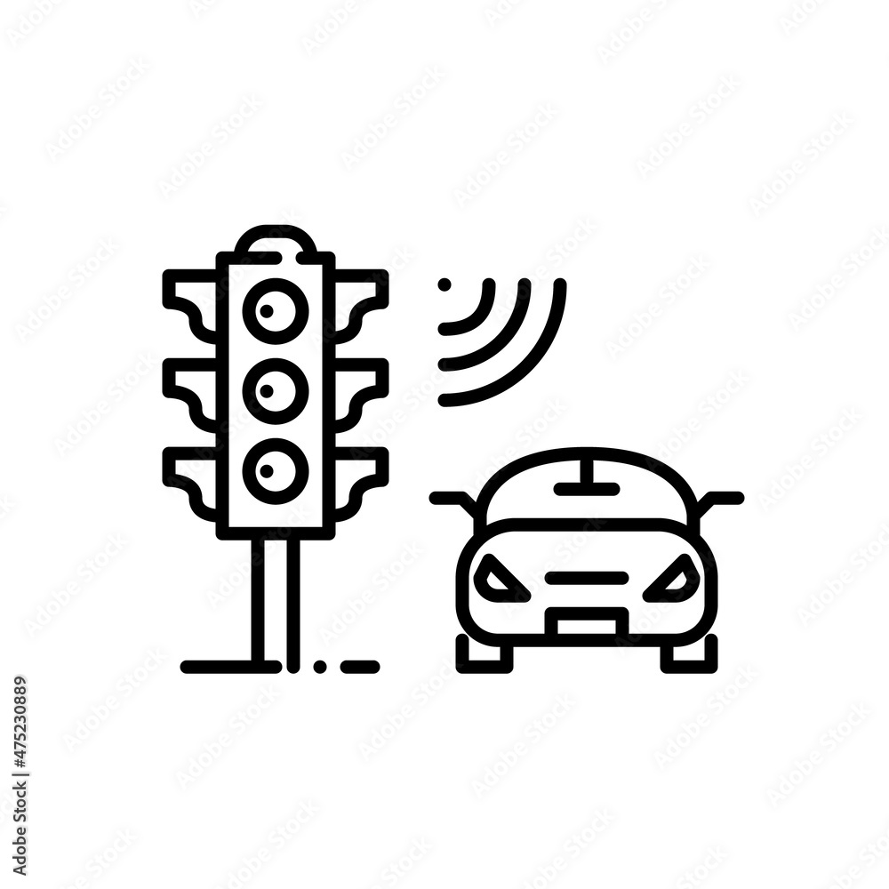 Smart traffic control system. Traffic light equipped with sensors ...