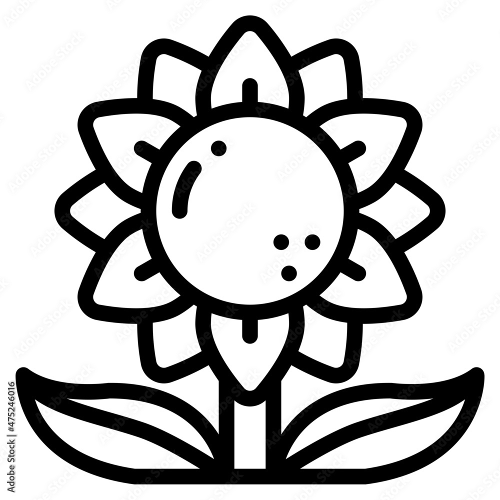 sunflower outline icon Stock Vector | Adobe Stock