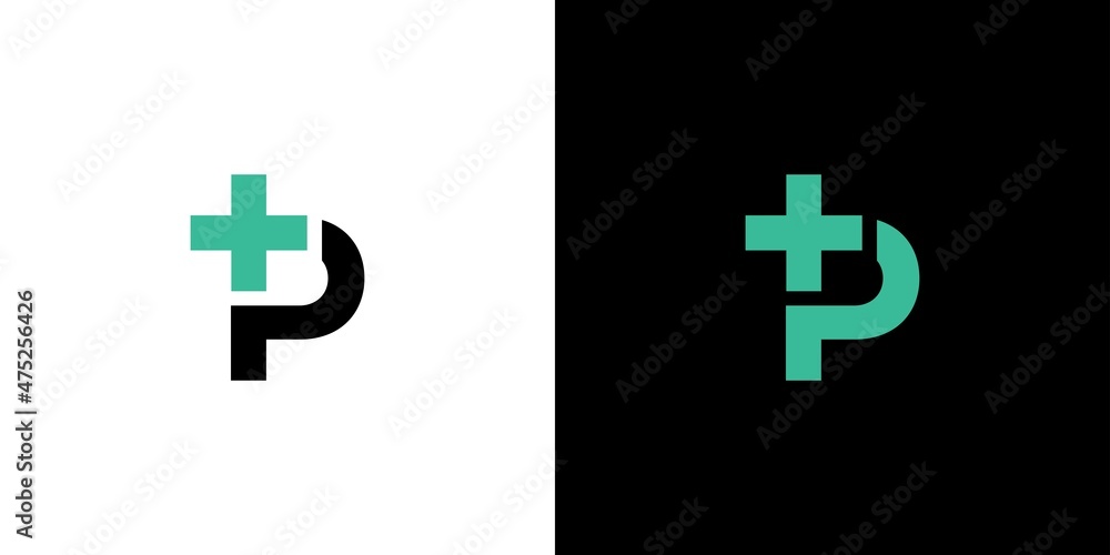 Simple and modern letter P combination health logo design. Stock Vector ...