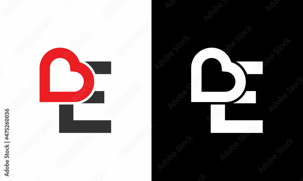 Logo Heart Letter E. Beautiful vector love logo. E love outline ...