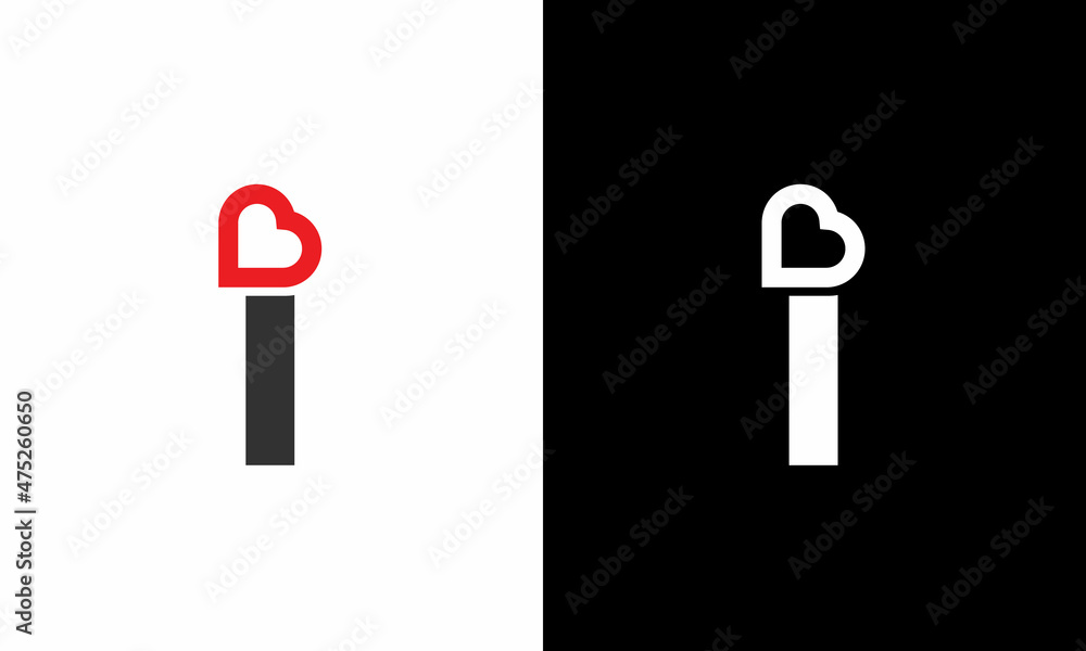 Logo Heart Letter I. Beautiful vector love logo. I love outline ...