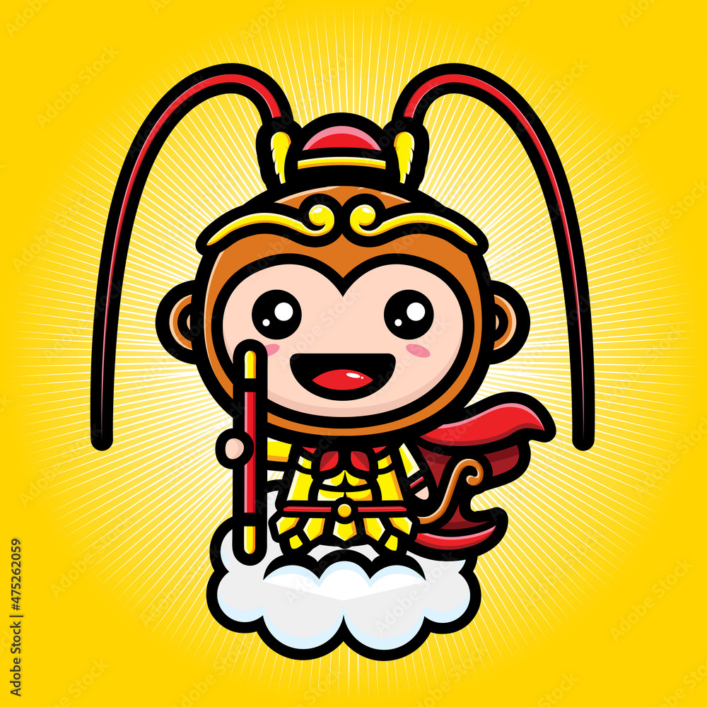 cute sun wukong cartoon vector design Stock Vector | Adobe Stock