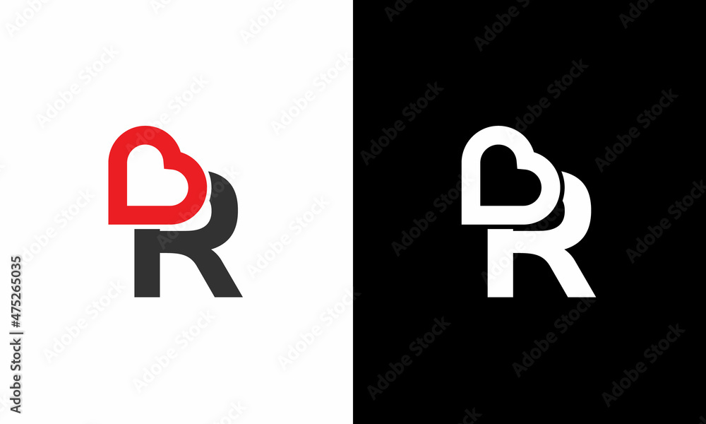 Logo Heart Letter R. Beautiful vector love logo. R love outline ...